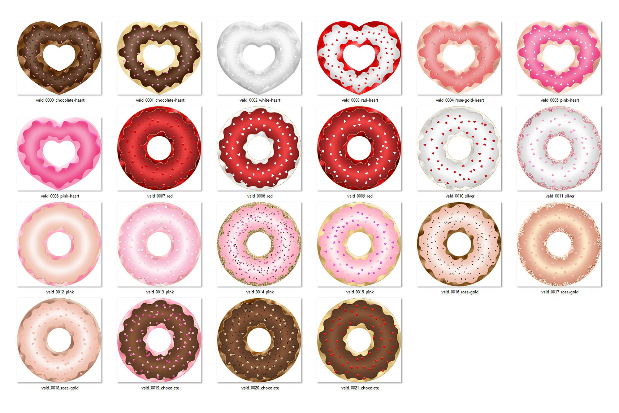 Valentine Doughnut Clipart With Hearts and Glitter Sprinkles | Etsy