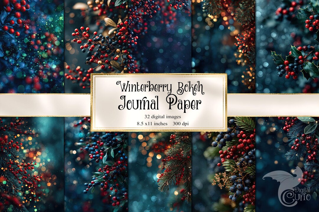 Winterberry Bokeh Journal Paper, Winter Printable Pages (digital ...