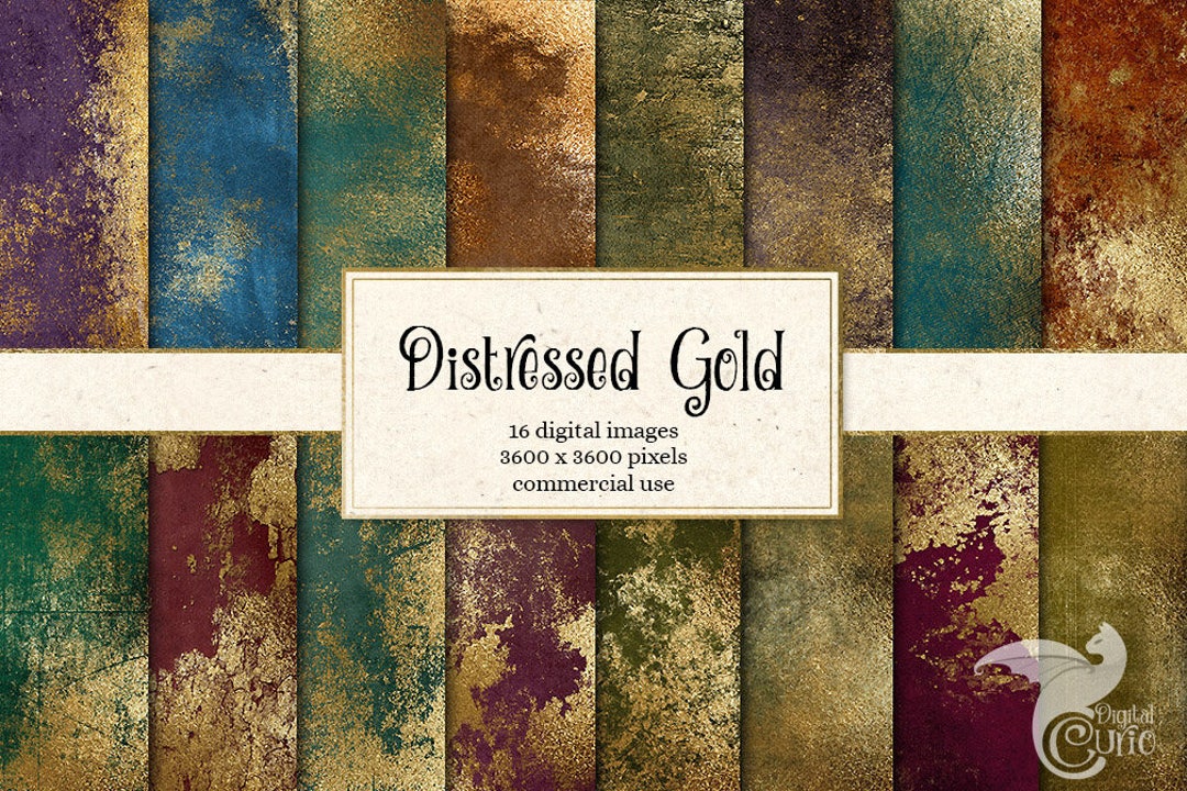 Distressed Gold Digital Paper, Grungy Distressed Textures, Grunge Gold ...