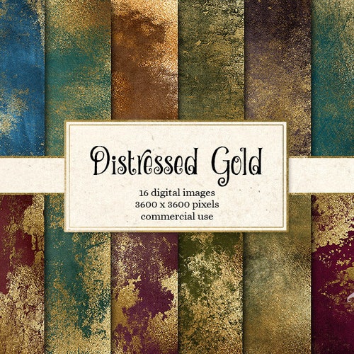 Distressed Gold Digital Paper Grungy Distressed Textures - Etsy