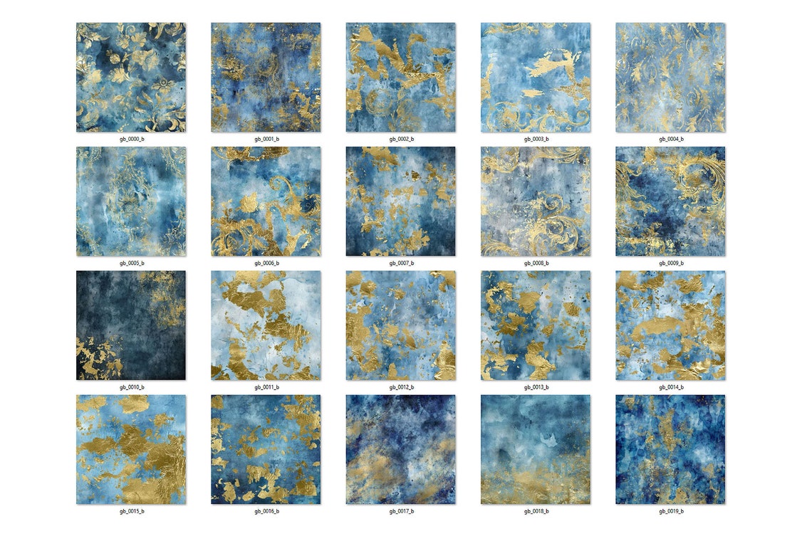 Grunge Blue and Gold Digital Paper, Floral Damask (digital Download) - Etsy
