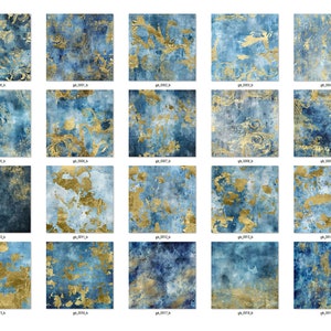 Grunge Blue and Gold Digital Paper, Distressed Grungy Weathered ...