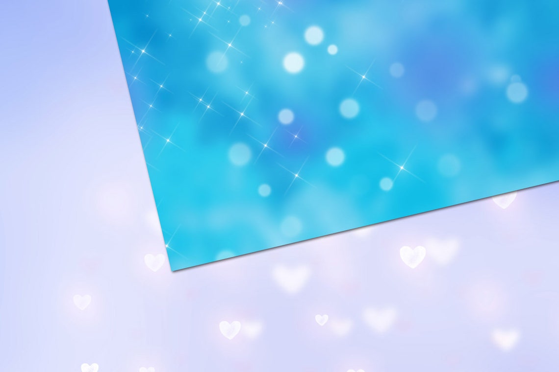 Blue Bokeh Digital Paper Printable Backgrounds With Hearts - Etsy