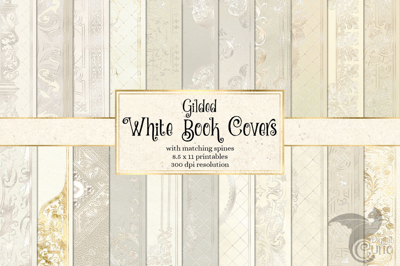 Gilded White Book Covers, Printable Journal Pages (digital Sheets) - Etsy