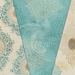 Mystic Damask Digital Paper - Vintage Antique Distressed Seamless ...