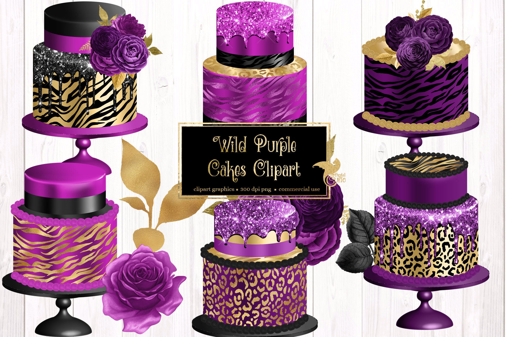 Wild Purple Cakes Clipart Luxury Birthday and Wedding Cake - Etsy