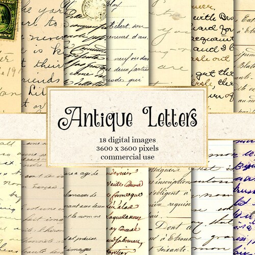 Antique Letters Digital Paper Vintage Handwritten Love - Etsy