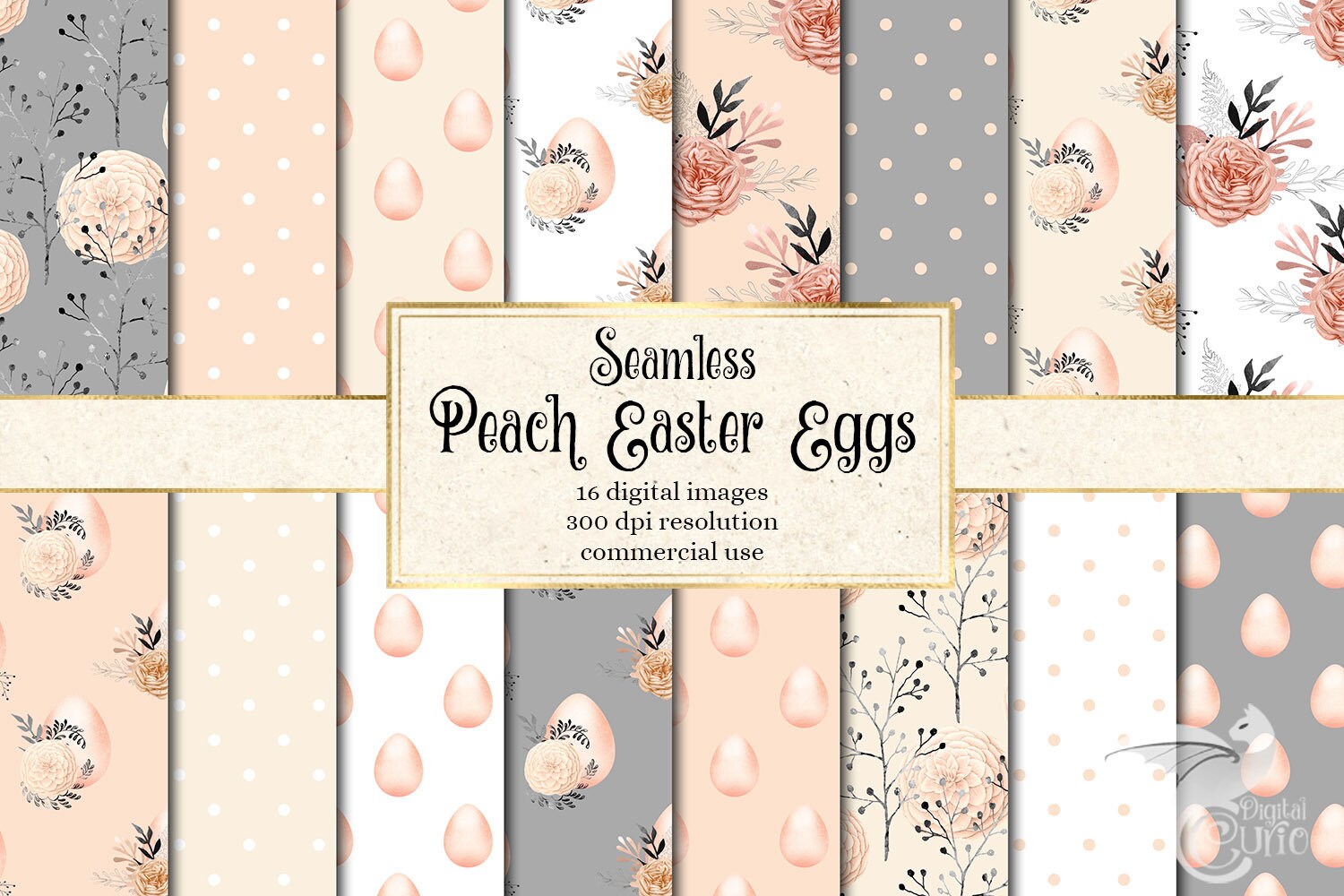 Peach Easter Egg Digital Paper Seamless Easter Patterns With - Etsy Canada