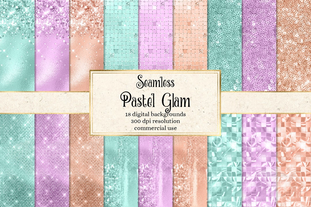 Pastel Glam Digital Paper – Seamless Metallic Glitter Textures (digital ...