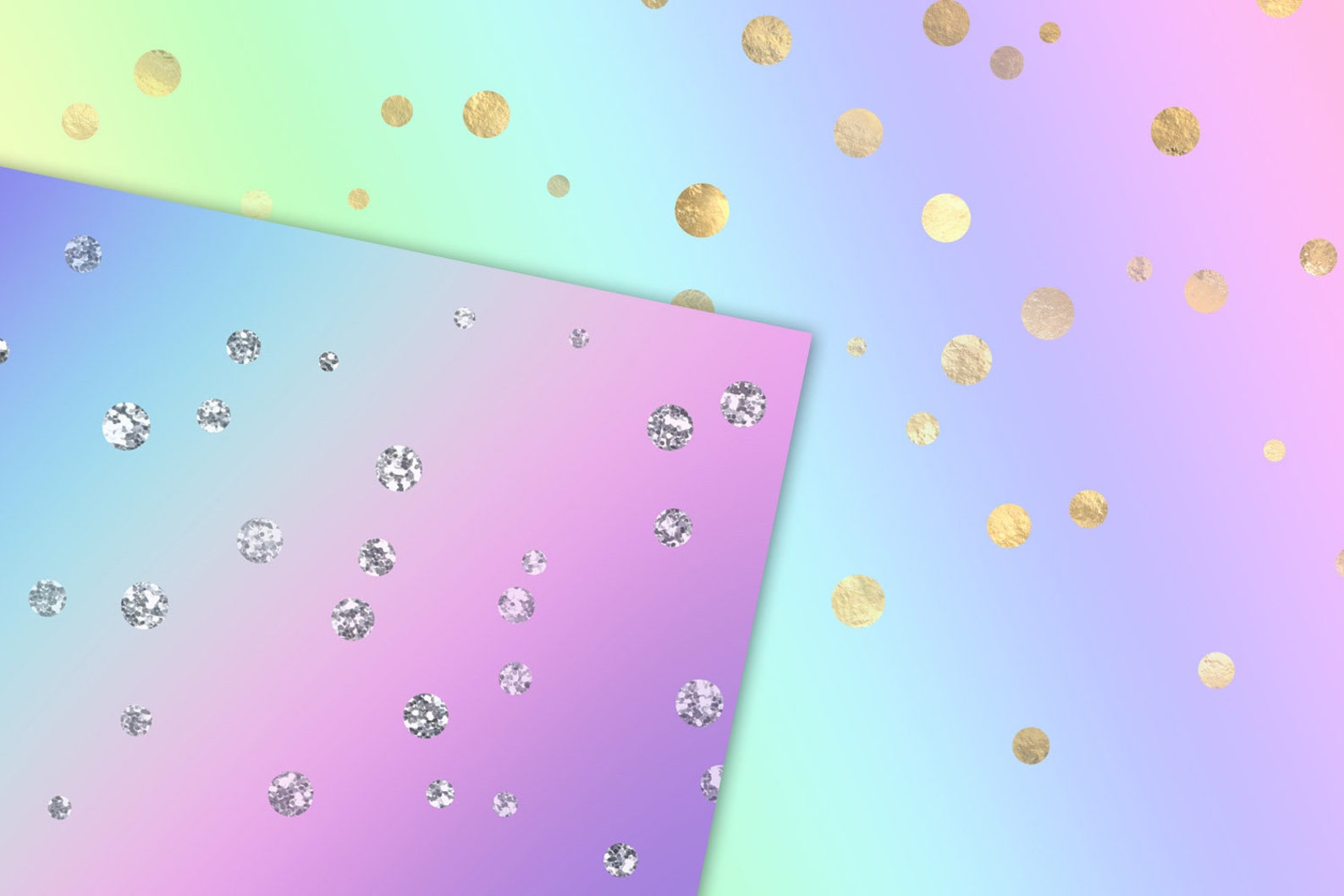 Rainbow Pastel Confetti Digital Paper, Ombre Backgrounds (digital ...
