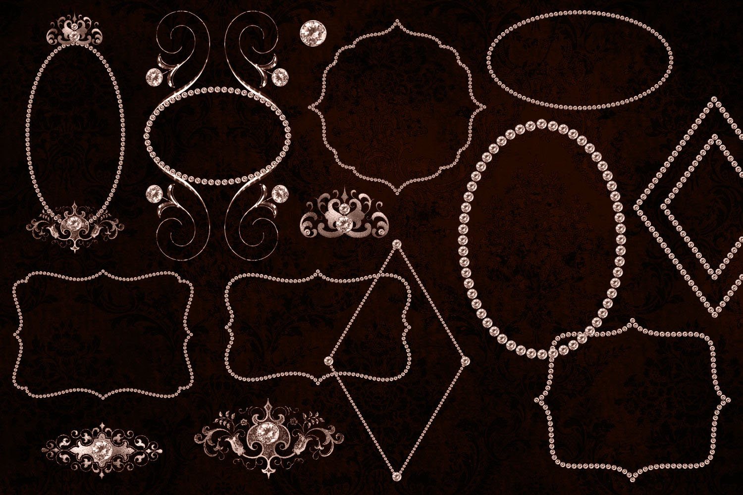 Rose Gold Diamond Frames Clipart Antique Fancy Frame Clip | Etsy