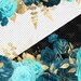 5x7 Turquoise and Gold Floral Overlays for Invitations, Planners ...