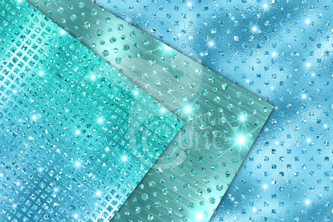 Lagoon Blue Digital Paper Mermaid Glitter Texture Backgrounds - Etsy