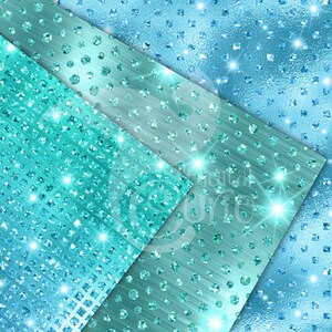 Lagoon Blue Digital Paper, Mermaid Glitter Texture Backgrounds ...