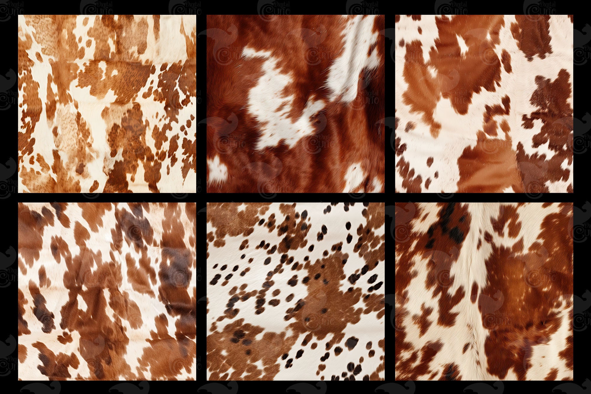 Cowhide Textures Digital Paper, Seamless Western Backgrounds (digital ...