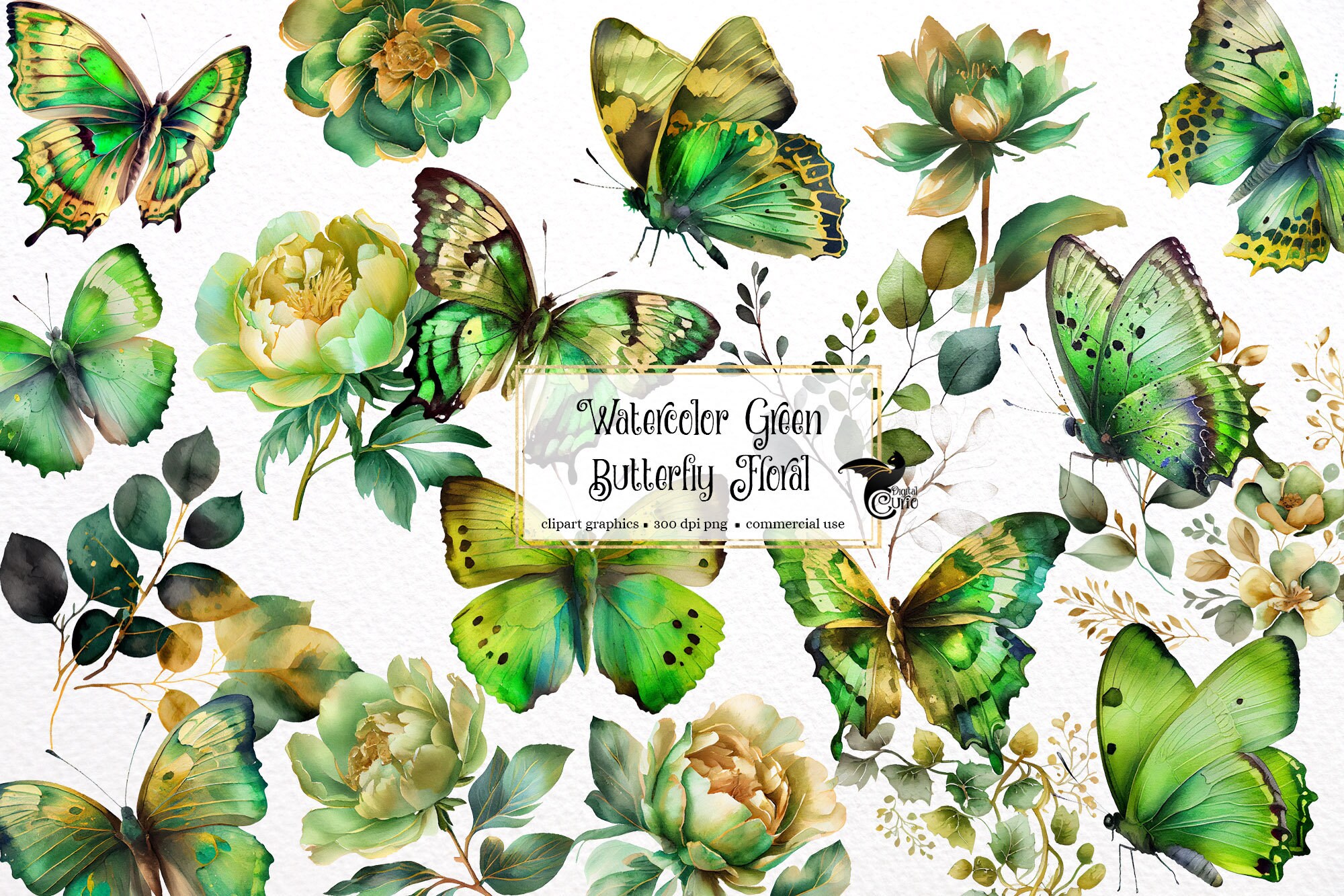 Lime Green Butterfly Clip Art