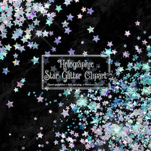 Holographic Star Glitter Overlays - Rainbow PNG Clipart (digital ...