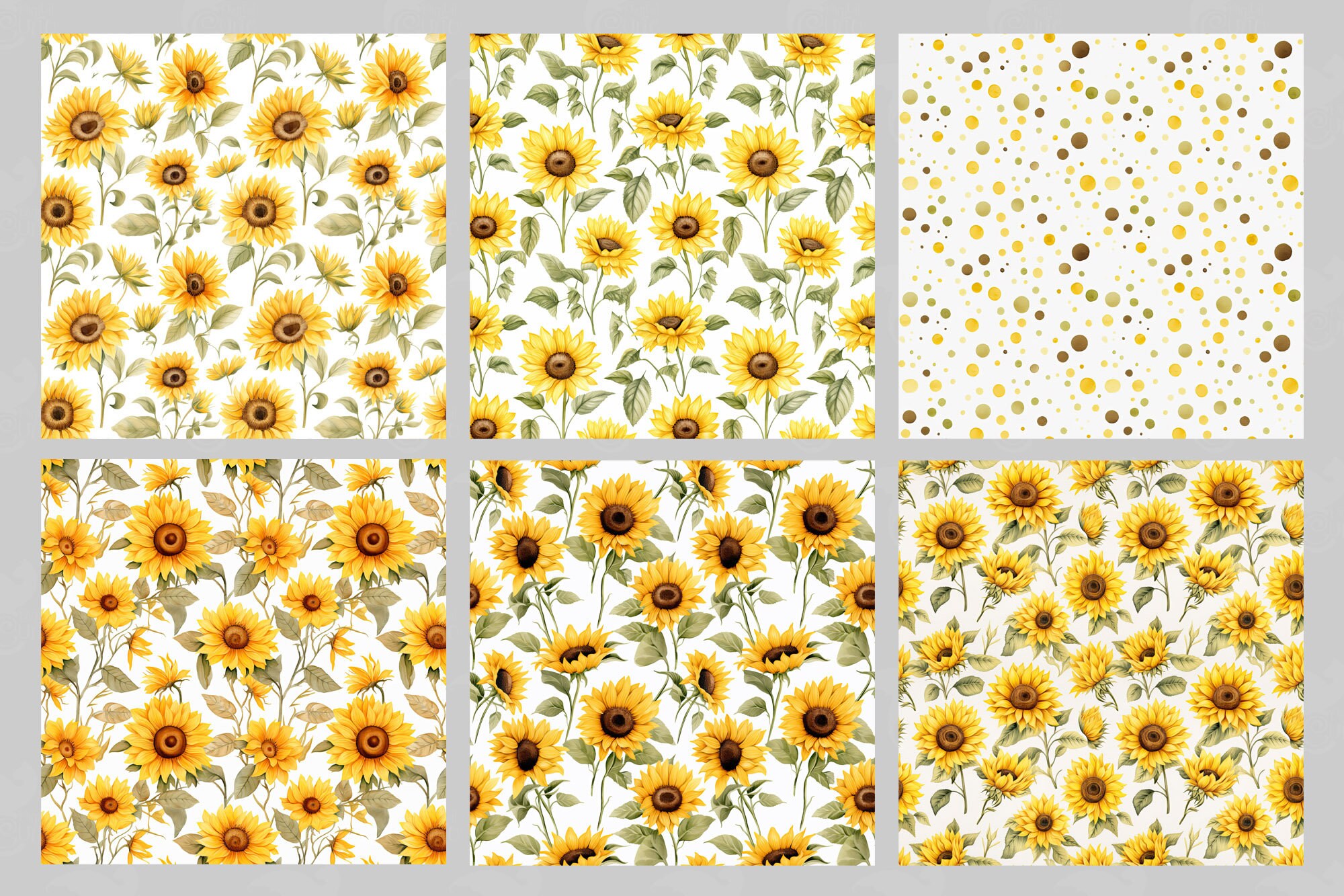 Watercolor Sunflowers Digital Paper, Seamless Fall Textures (digital ...
