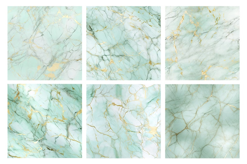 Mint and Gold Marble Digital Paper Textures (digital Download) - Etsy