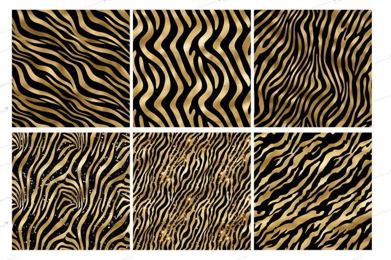 Black and Gold Animal Print Digital Paper, Seamless Glam Textures (JPEG ...