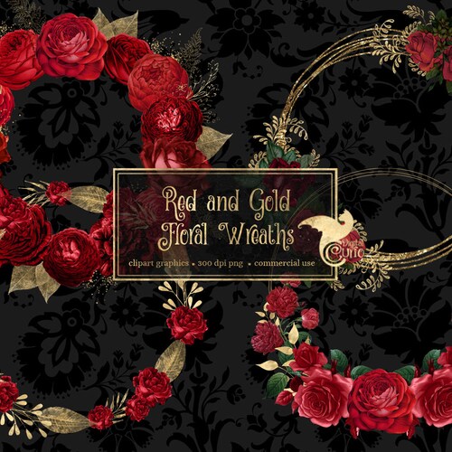 Turquoise and Gold Wreaths Clipart Teal Rose Wreath Clip Art - Etsy