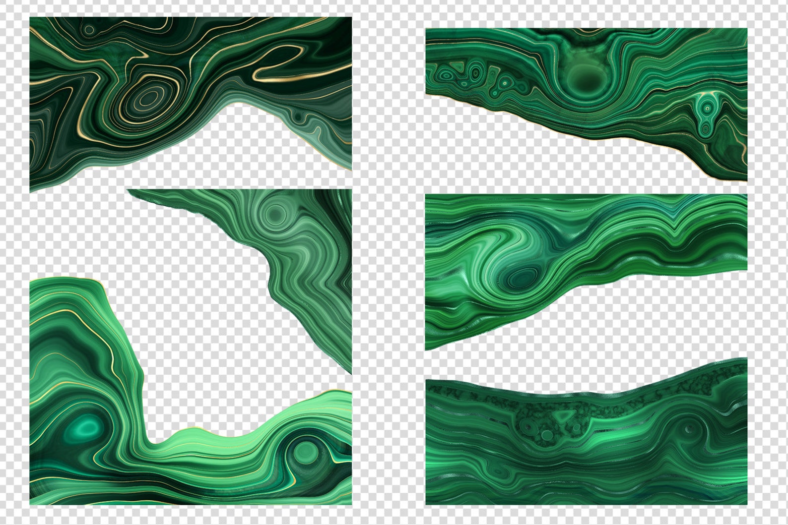 Strata Malachite Digital Paper and Border Overlays With Gold - Etsy