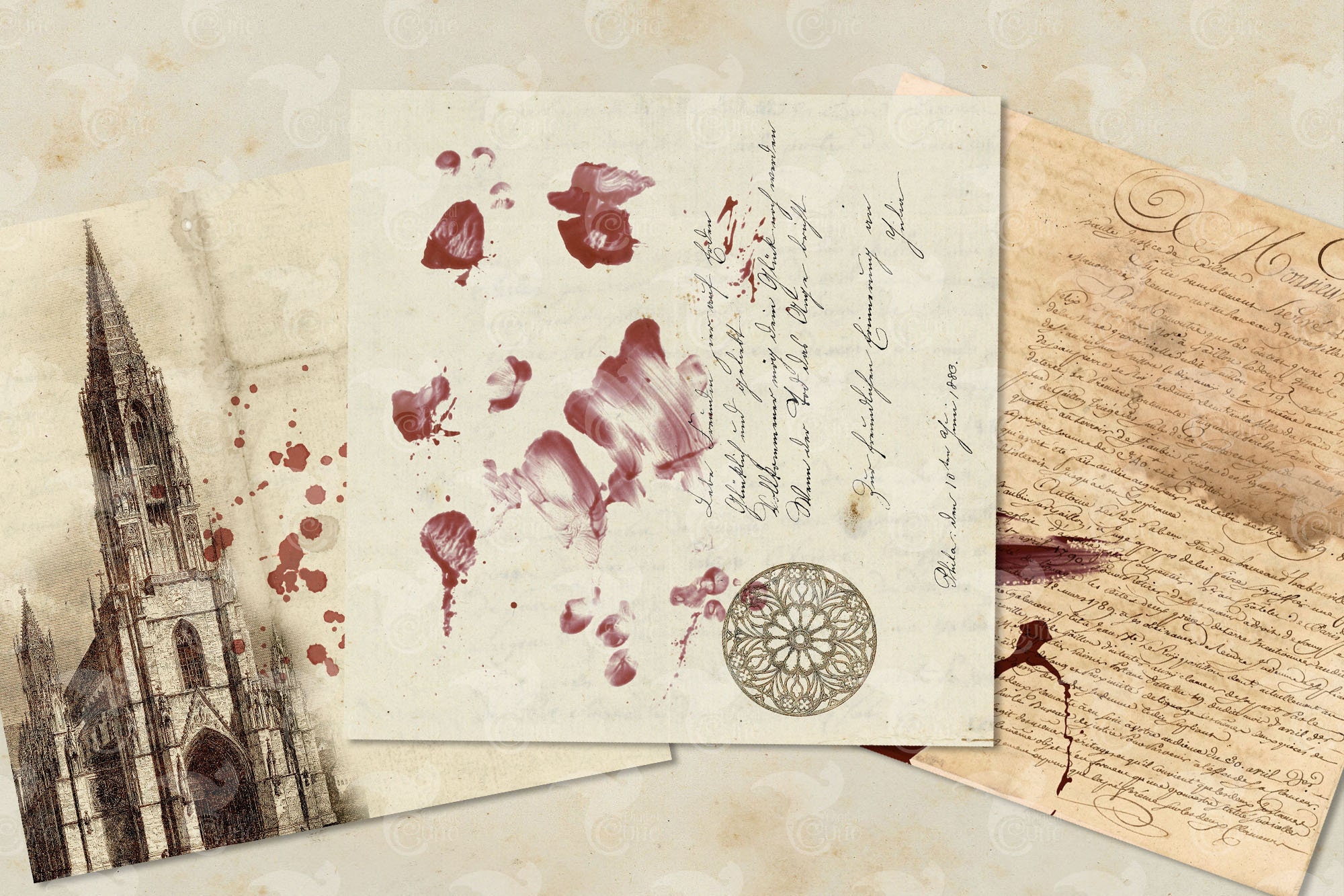 Bloody Letters Digital Paper Vintage Antique Handwriting With - Etsy