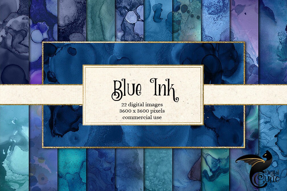 Blue Ink Textures Liquid Paint Textures Blue Digital Paper - Etsy