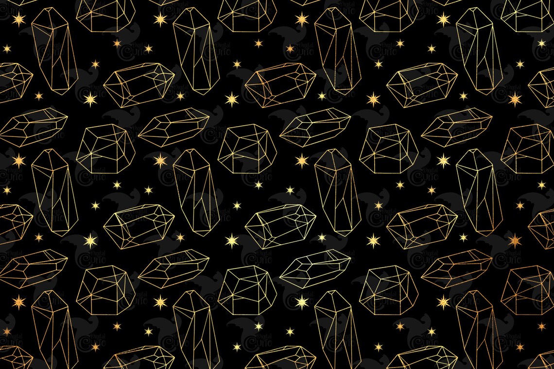 Celestial Gold Mystic Digital Paper Seamless Patterns With - Etsy