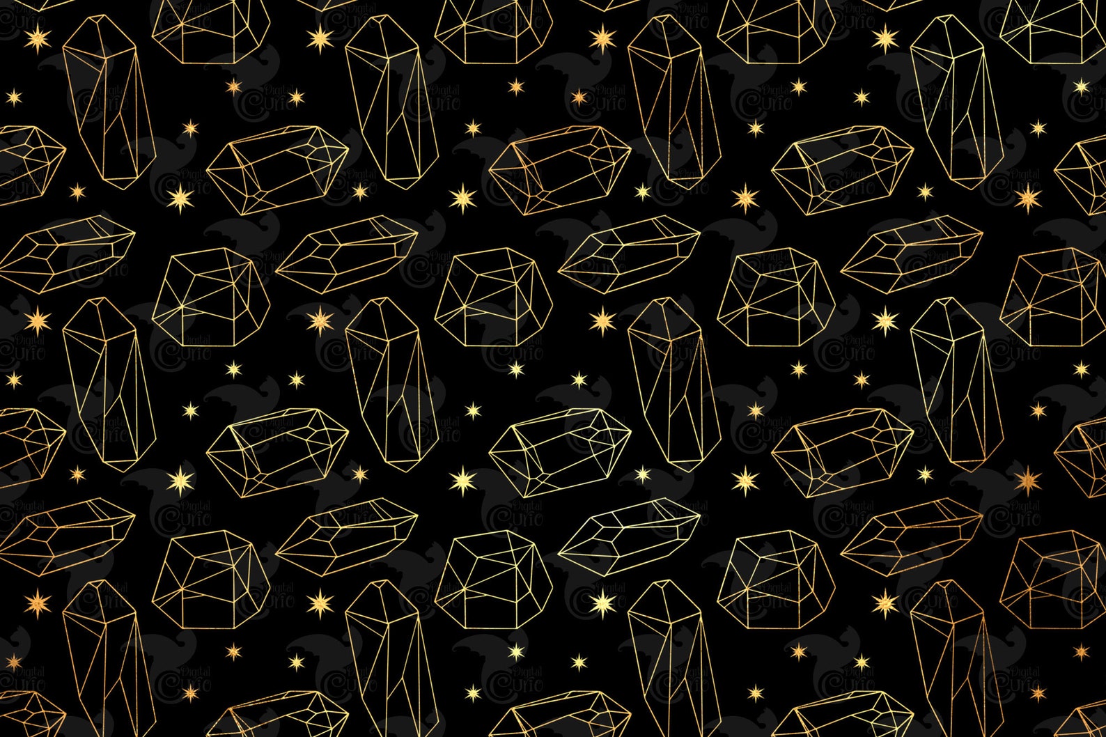 Celestial Gold Mystic Digital Paper Seamless Patterns With - Etsy