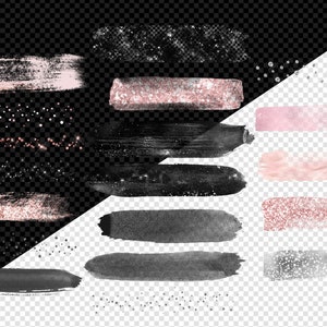 Blush Pink Watercolor Brush Stroke Clipart, Glitter Paint Elements ...