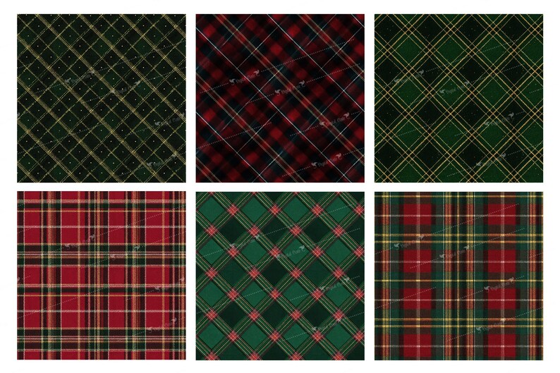 Christmas Tartan Digital Paper, Seamless Rustic Fabric Textures ...