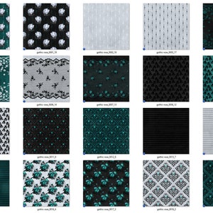 Gothic Teal Rose Digital Paper, Seamless Floral Patterns (digital ...