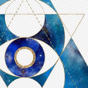 Galaxy Sacred Geometry Clipart, Universe Geometric Designs in PNG Format With Watercolor Night ...