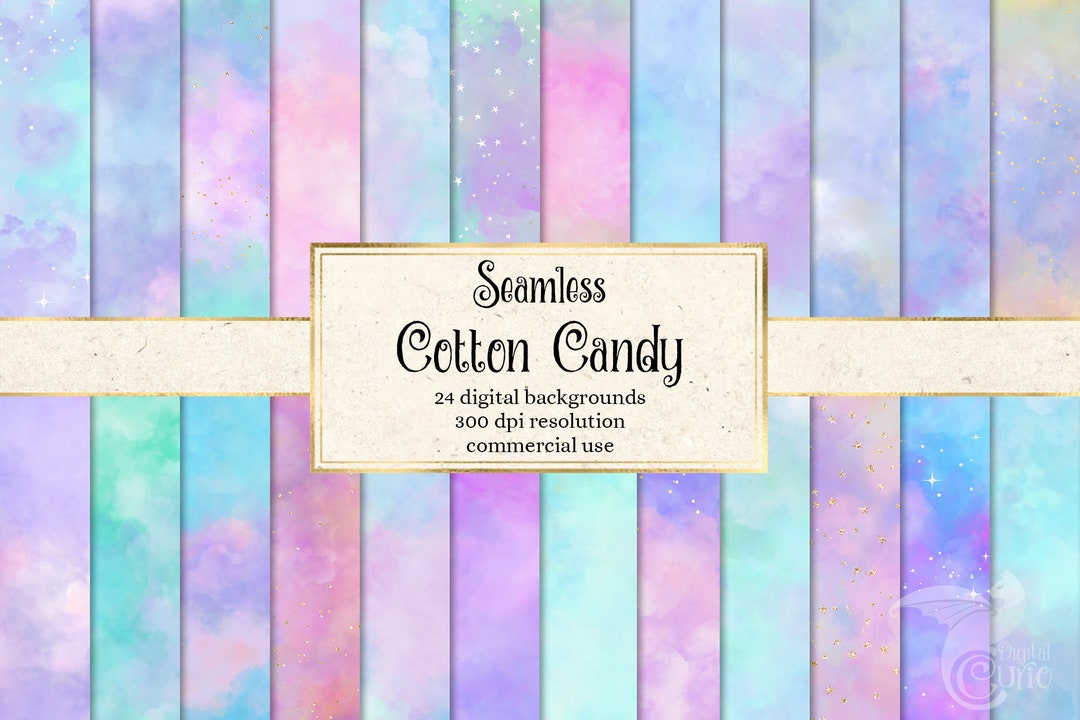 Cotton Candy Digital Paper - Seamless Rainbow Pastel Textures Instant ...