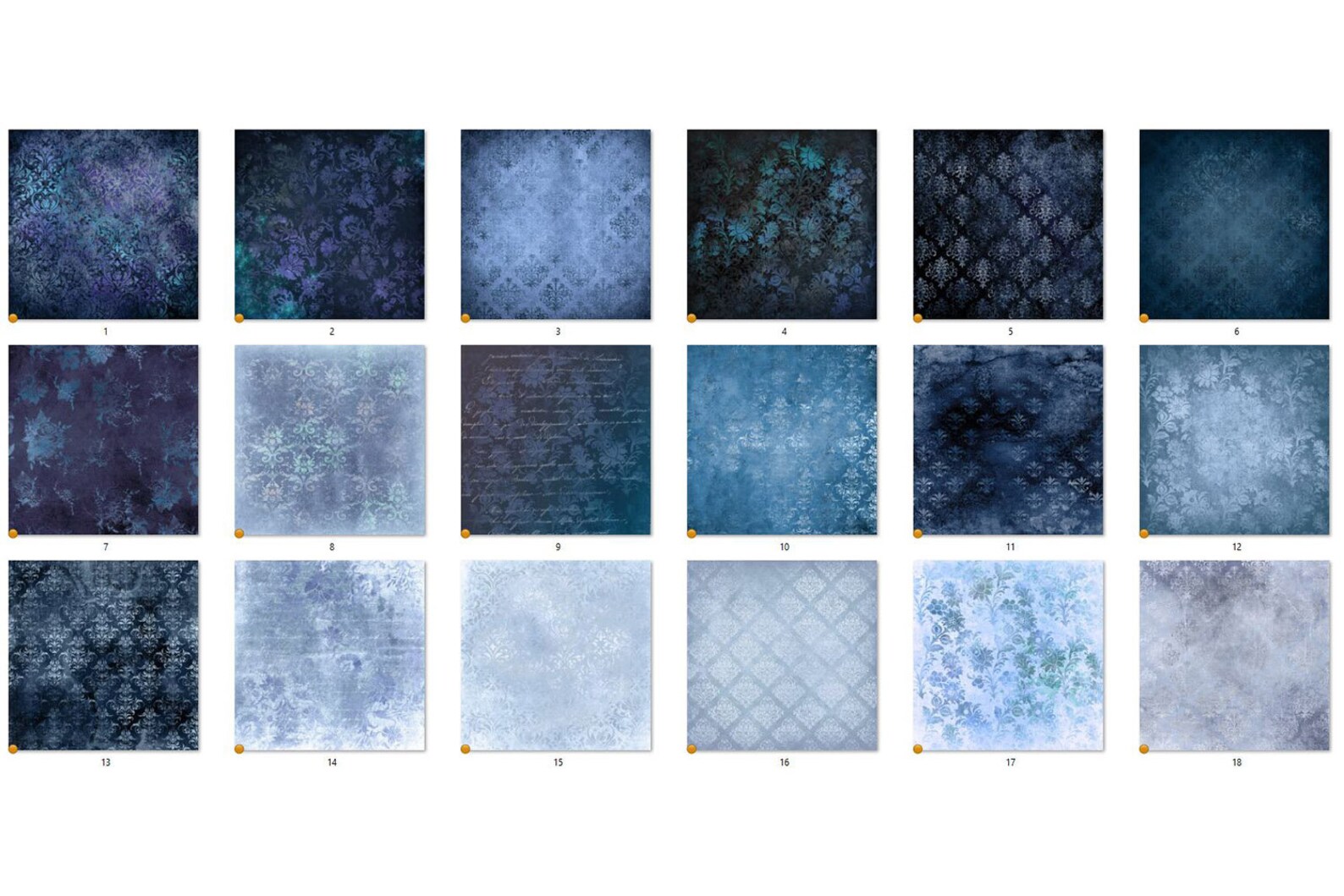 Blue Distressed Damask Digital Paper Rustic Vintage Textured - Etsy