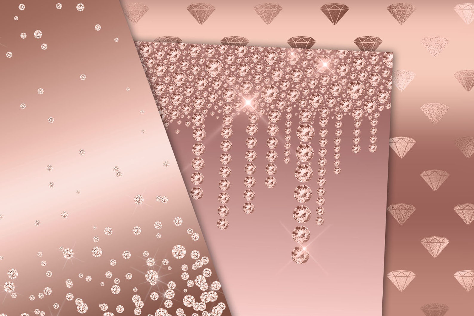 Rose Gold Bling Digital Paper Glitter and Foil Backgrounds - Etsy