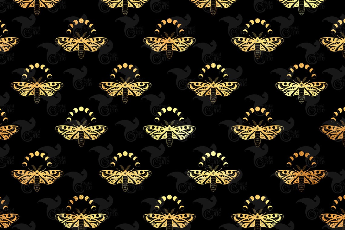 Celestial Gold Mystic Digital Paper Seamless Patterns With - Etsy