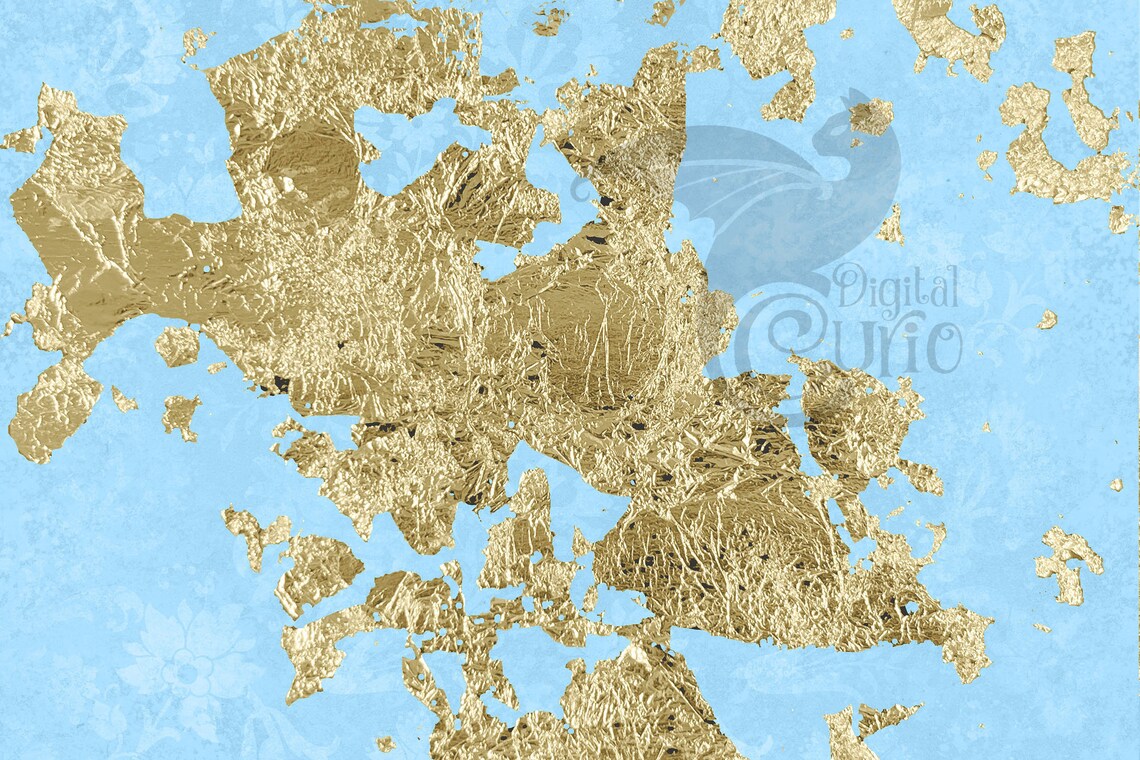 Blue and Gold Foil Flake Textures Printable Foil Backgrounds - Etsy