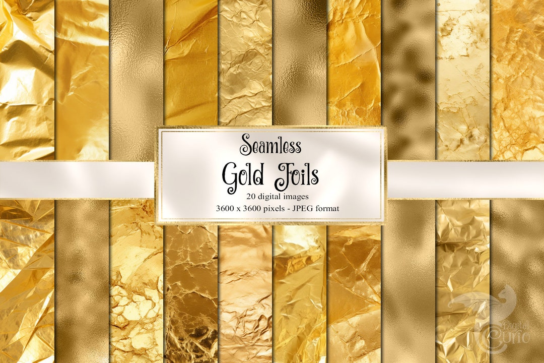 Gold Foil Digital Paper, Seamless Gold Foil Textures, Shimmer Textures ...
