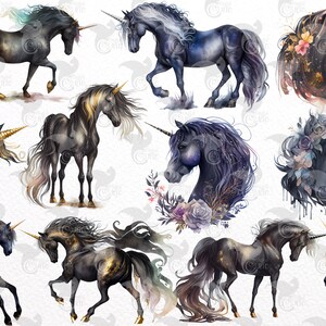 Watercolor Night Unicorn Clipart, Fantasy Clip Art Graphics PNG Clip ...