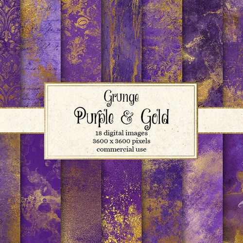 Grunge Purple and Gold Digital Paper Distressed Gold - Etsy