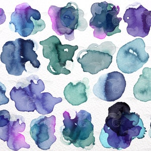 Mermaid Watercolor Elements Clipart, Blobs in Digital PNG Format ...