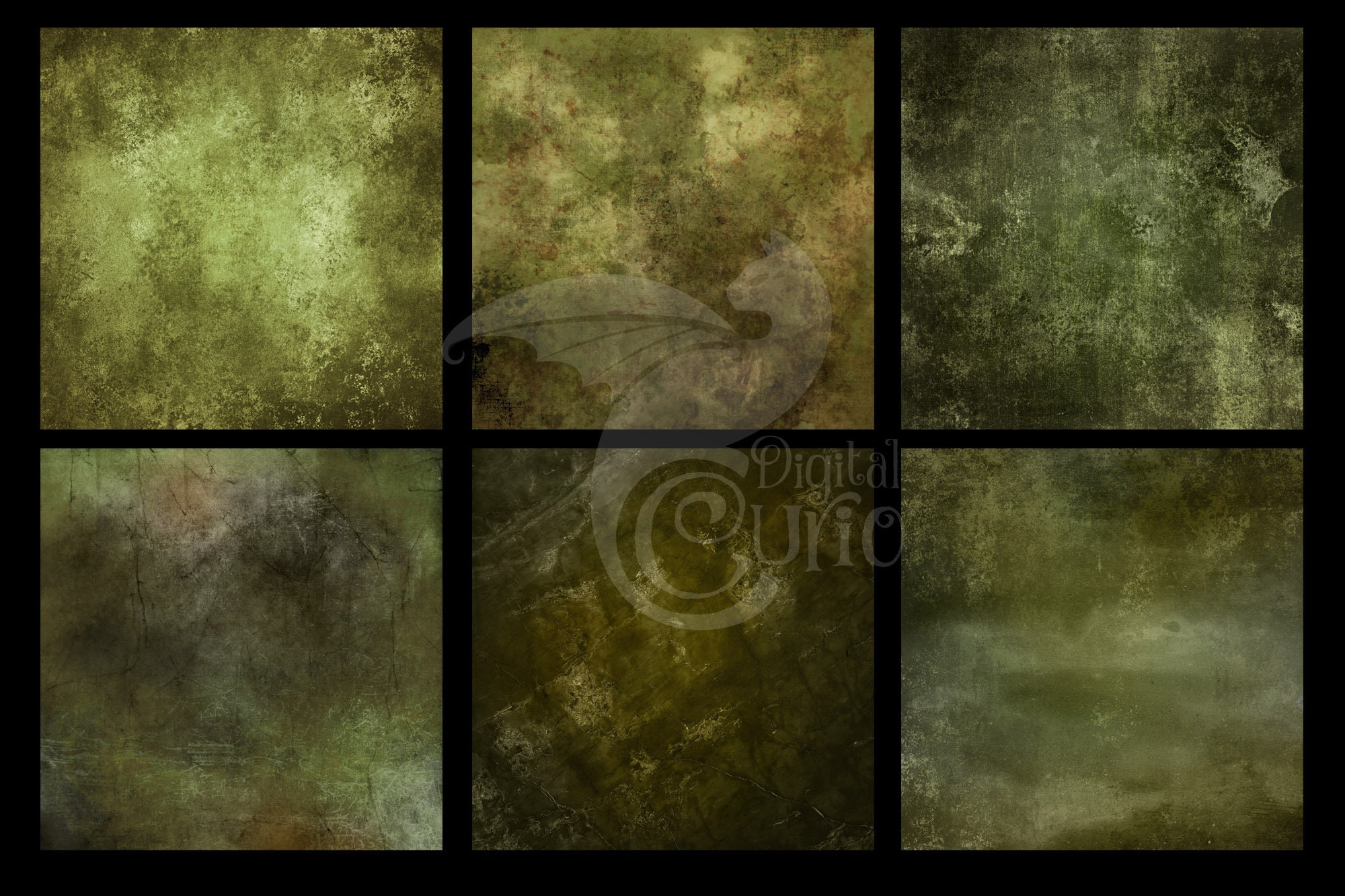 Moss Green Digital Paper - Distressed Grunge Earth Tone Textures ...