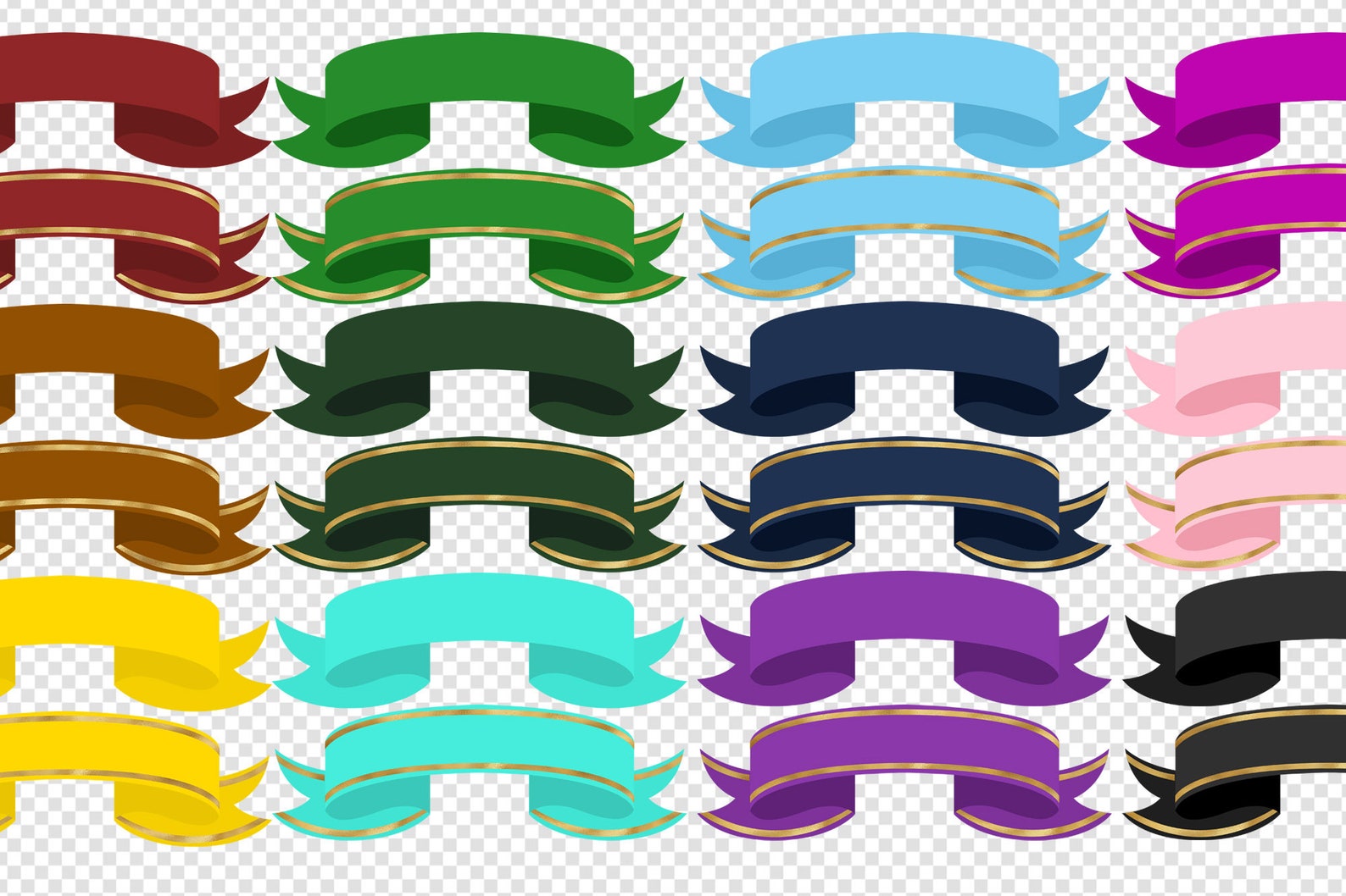 Ribbon Banner Clipart Banner Clip Art Graphics in PNG Format - Etsy