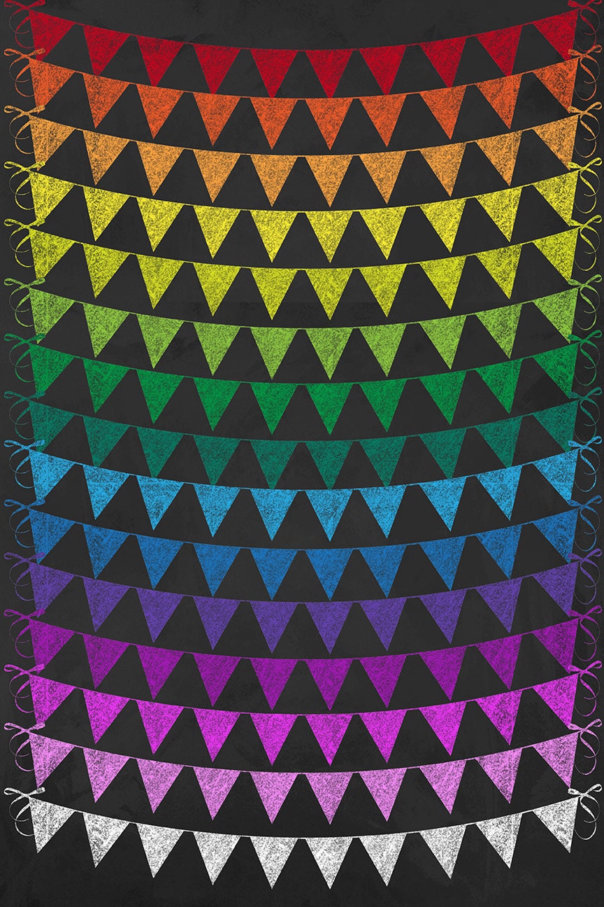56 Chalkboard Multicolor Bunting Banners Clip Art PNG Clipart - Etsy