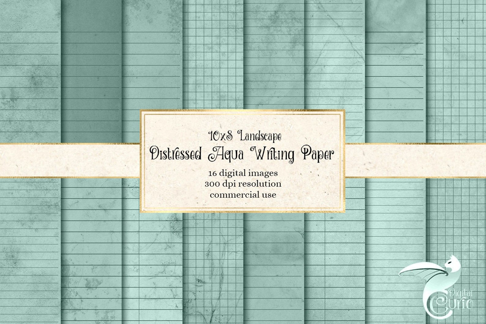 Distressed Aqua Writing Paper 10x8 Notebook Digital Paper | Etsy
