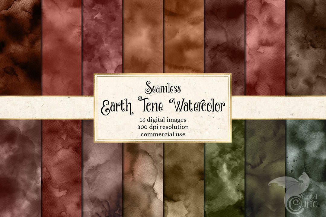 Earth Tone Watercolor Digital Paper - Seamless Watercolor Textures ...