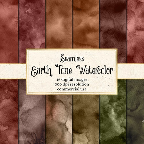 Earth Tone Watercolor Digital Paper Seamless Watercolor - Etsy
