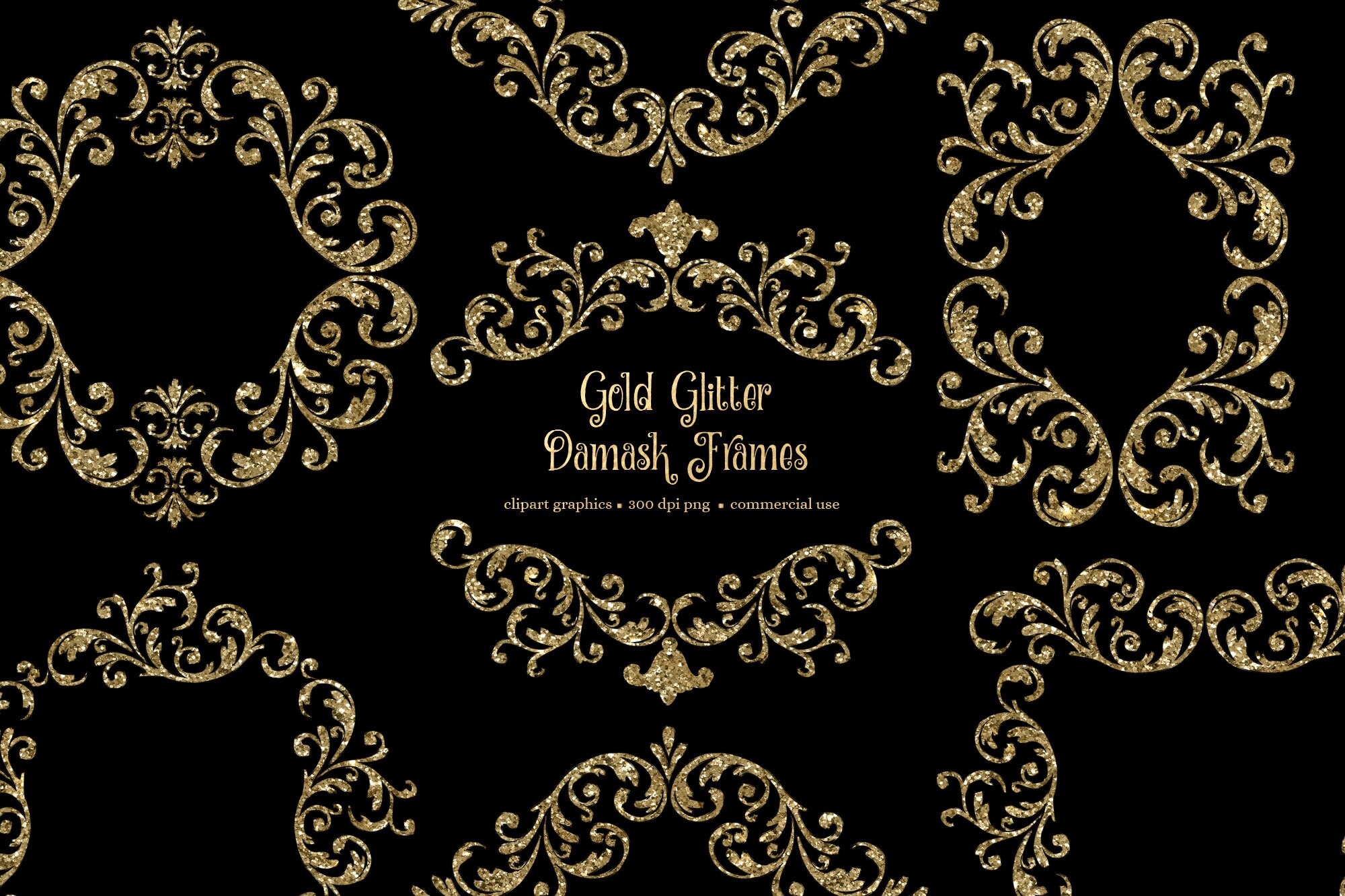 Damask Frames Clip Art